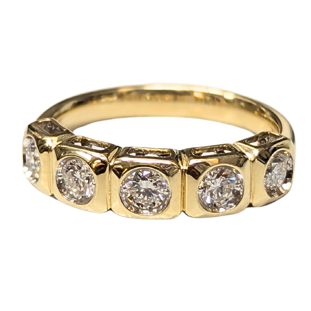 Heera Moti 5 Stone Diamond Bezel Ring at Hurdle's Jewelry in Boulder, CO