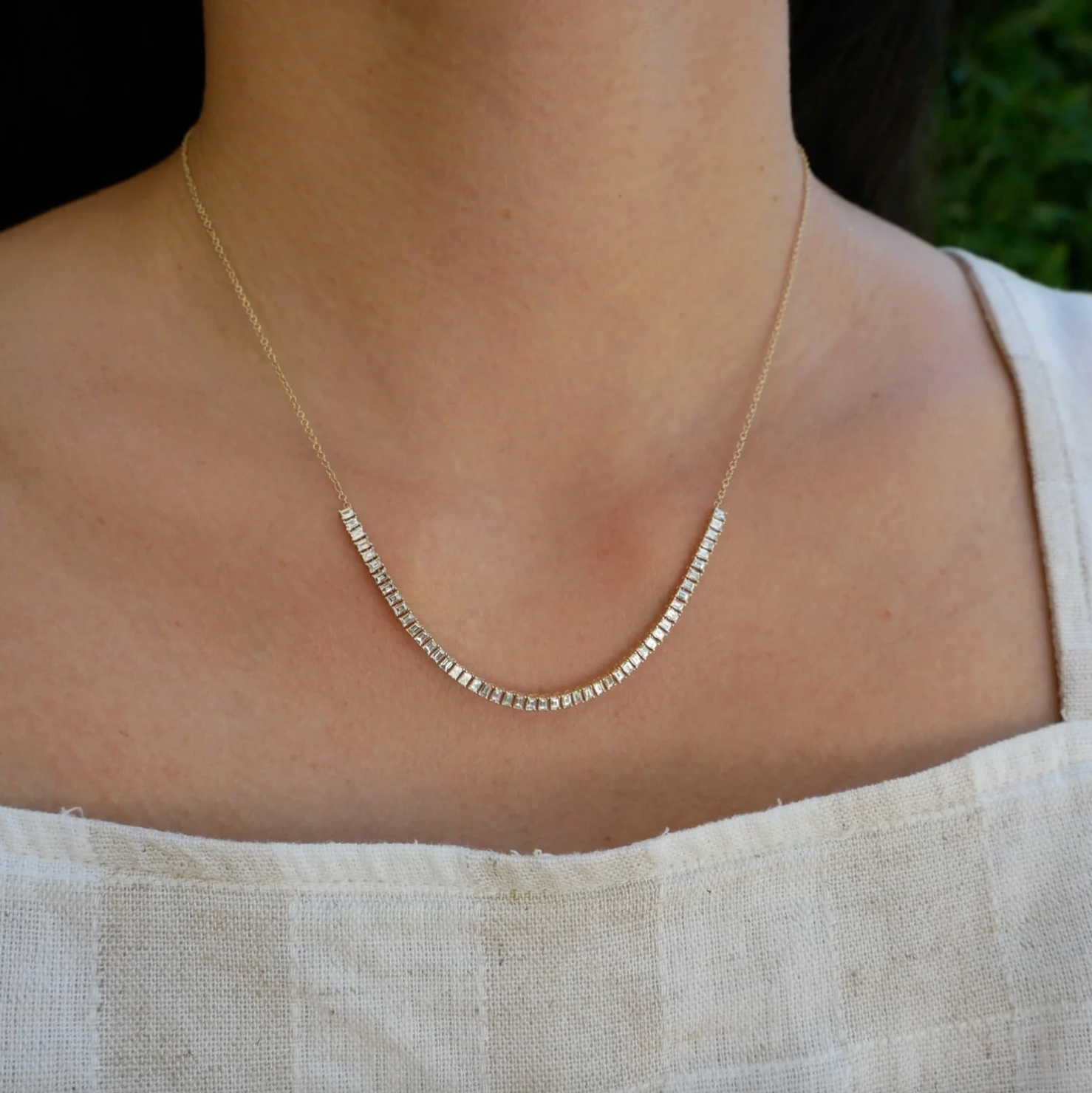 EF Collection Prong Set Diamond Baguette Segment Necklace at Hurdle's ...