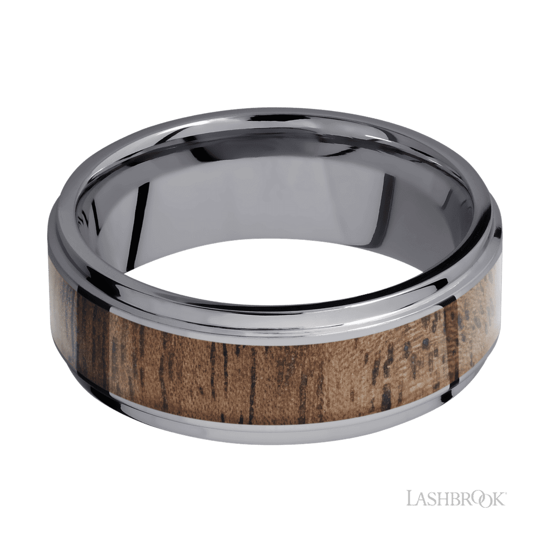 Lashbrook Designs 8 mm wide/Flat Grooved Edges/Tantalum band with one 5 ...